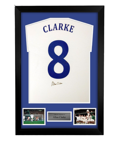 FRAMED Allan Clarke hand signed shirt with proof autographed Leeds Uni ...